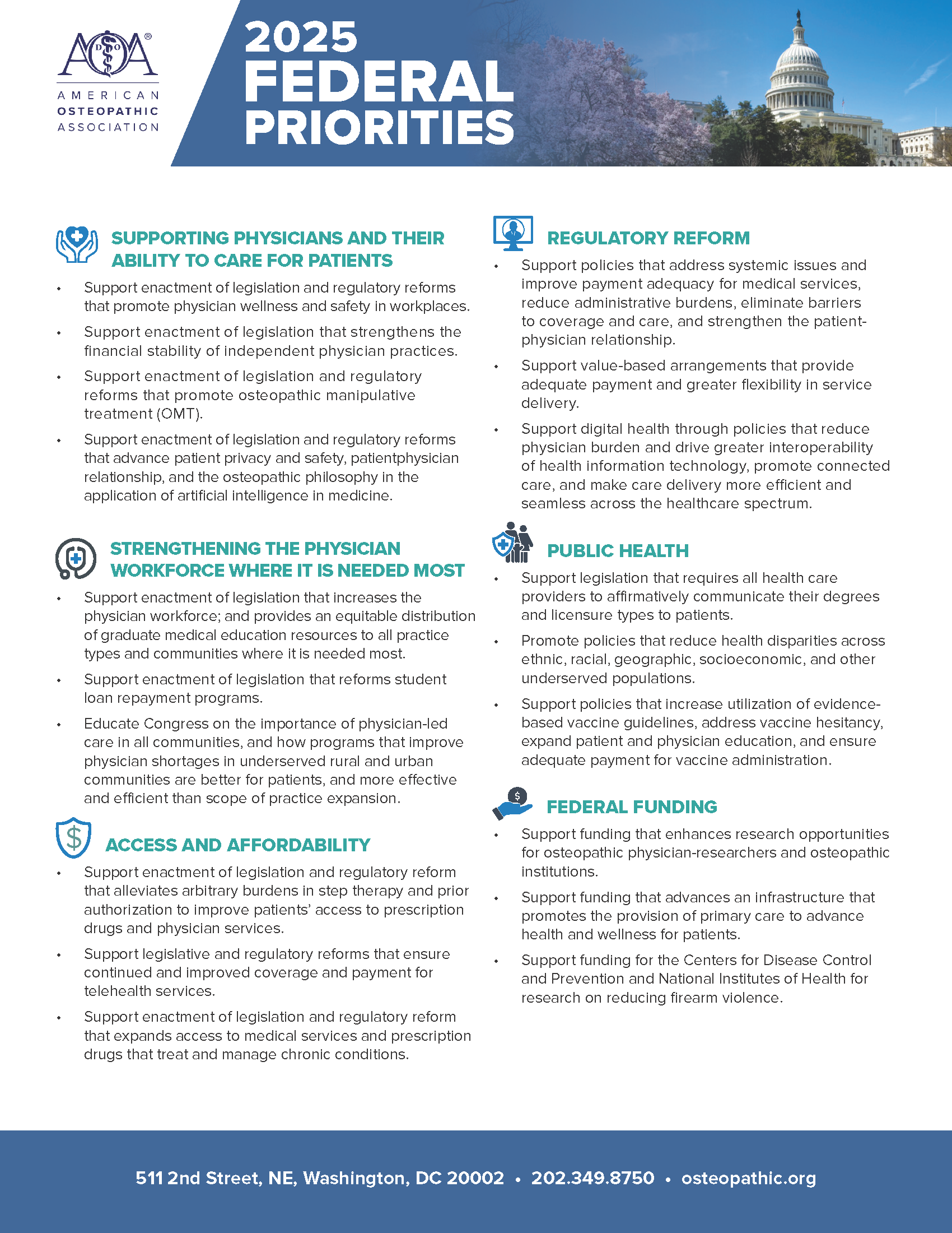 Federal Advocacy Initiatives - American Osteopathic Association